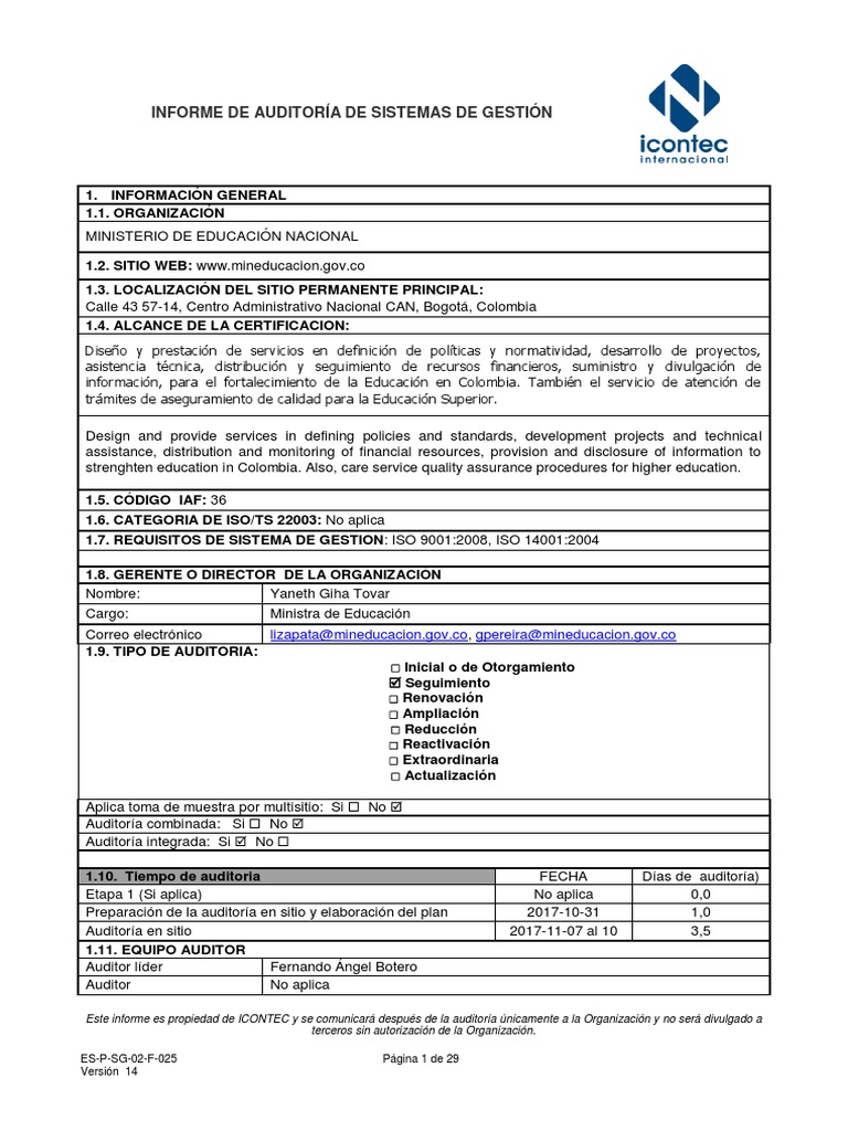 Ejemplo Informe Auditoria | PDF | Auditoría | Contralor