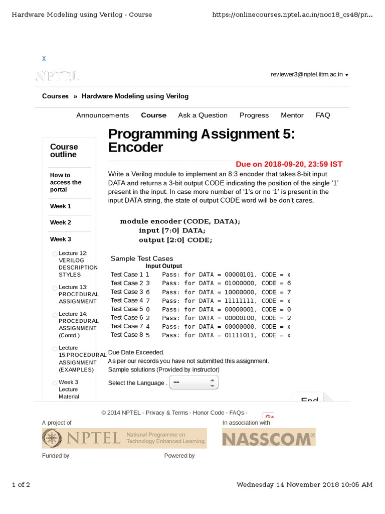 Programming Assignment 5: Encoder: Course Outline | PDF | Electrical ...
