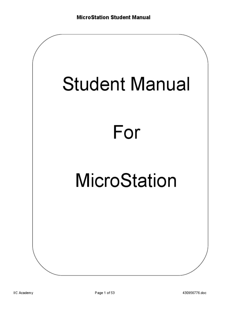 MicroStation Student Manual | PDF | Menu (Computing) | Computer File