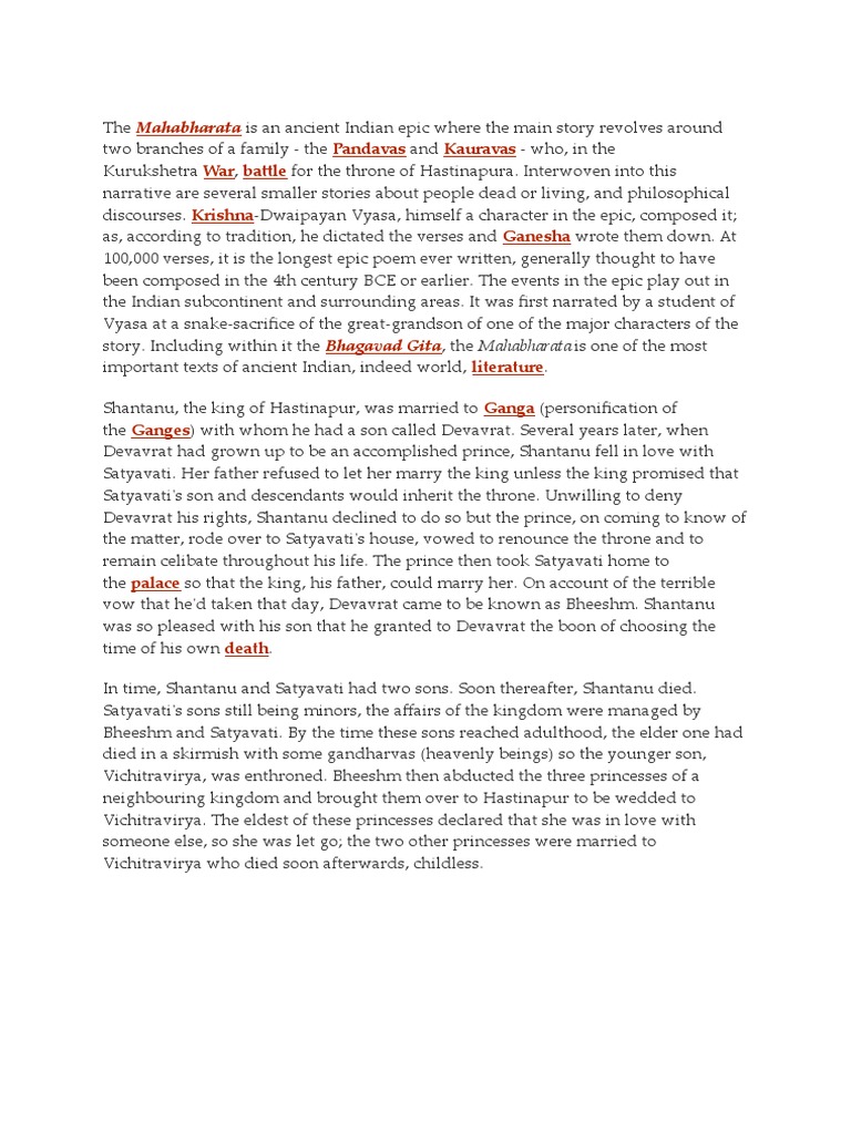 Pandavas Kauravas War Battle Krishna Ganesha: Mahabharata | PDF ...