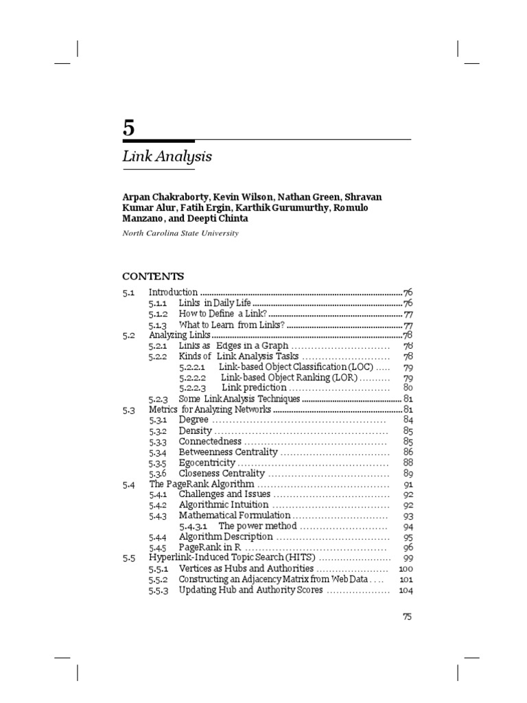0 Chapter 5 LinkAnalysis | PDF | Vertex (Graph Theory) | Graph Theory
