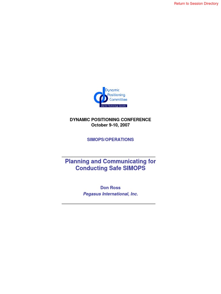 Planning and Communicating For Conducting Safe SIMOPS: Dynamic ...