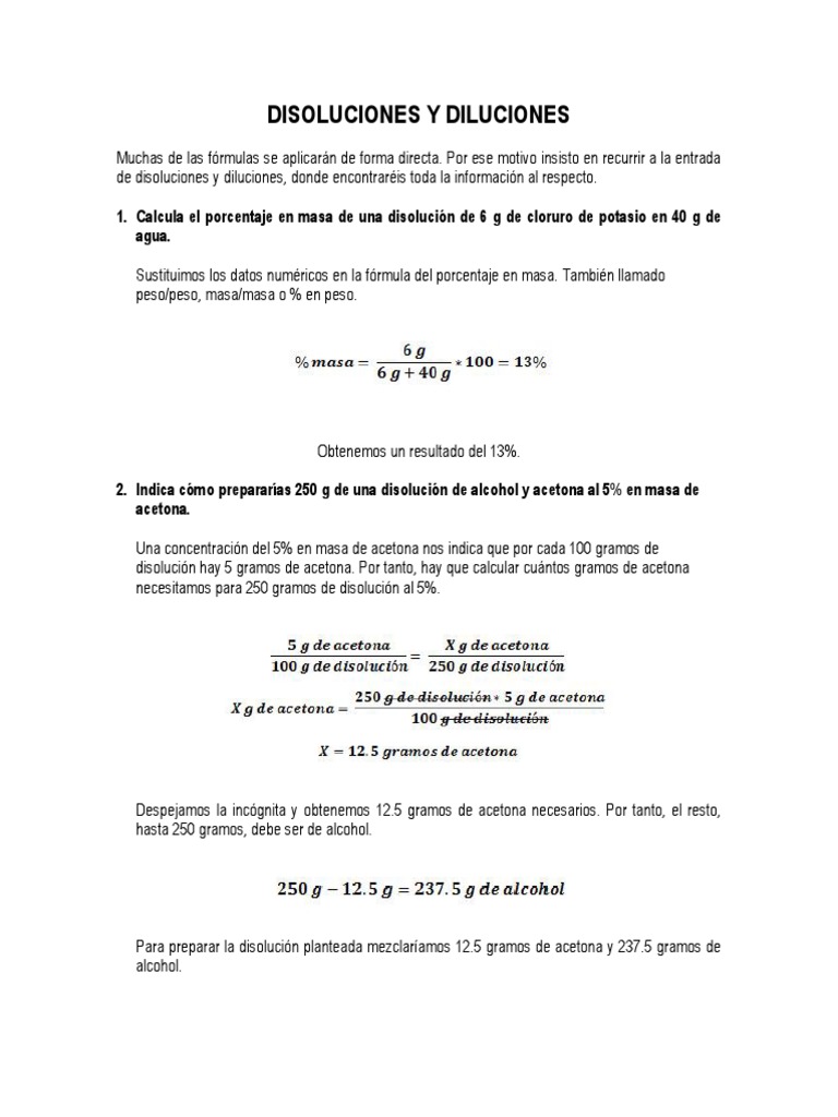 Ejercicios Resueltos de Disoluciones | PDF | Concentración | Mole (Unidad)