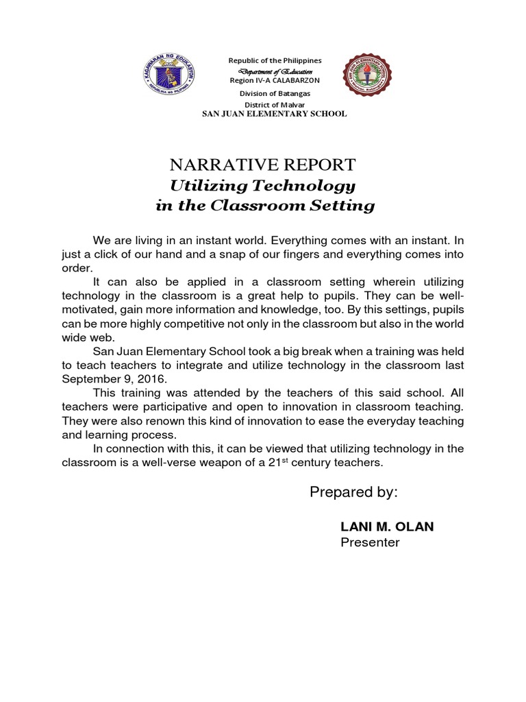 Narrative Integration of Technology in The Classroom | PDF