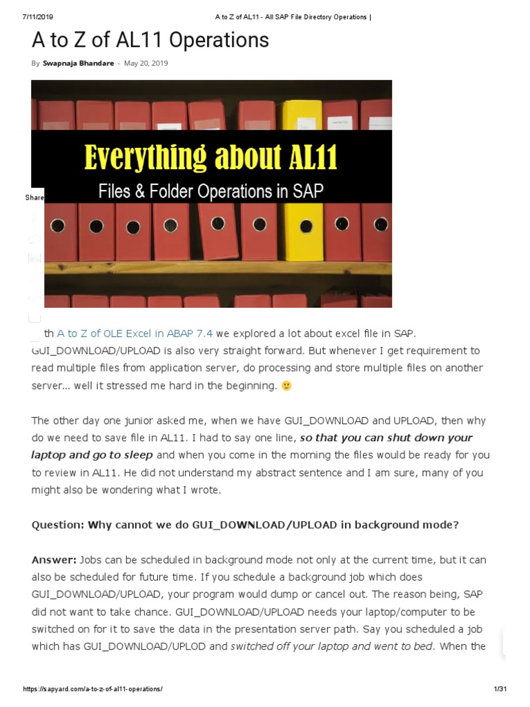 A To Z of AL11 - All SAP File Directory Operations | PDF | Directory ...