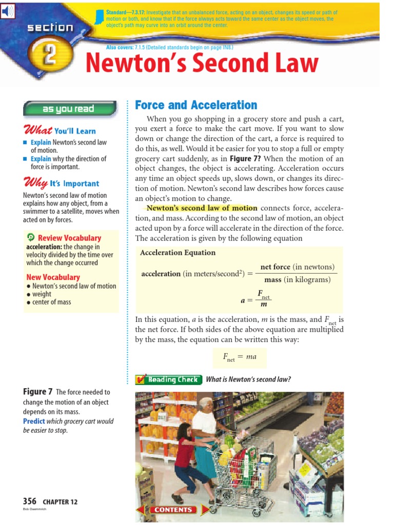 Newton's Second Law: Force and Acceleration | Download Free PDF ...