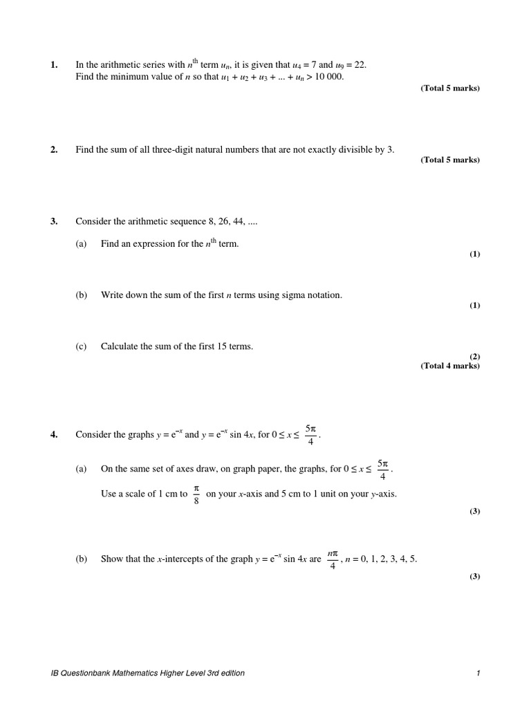 IB Math Sequences | PDF | Maxima And Minima | Summation