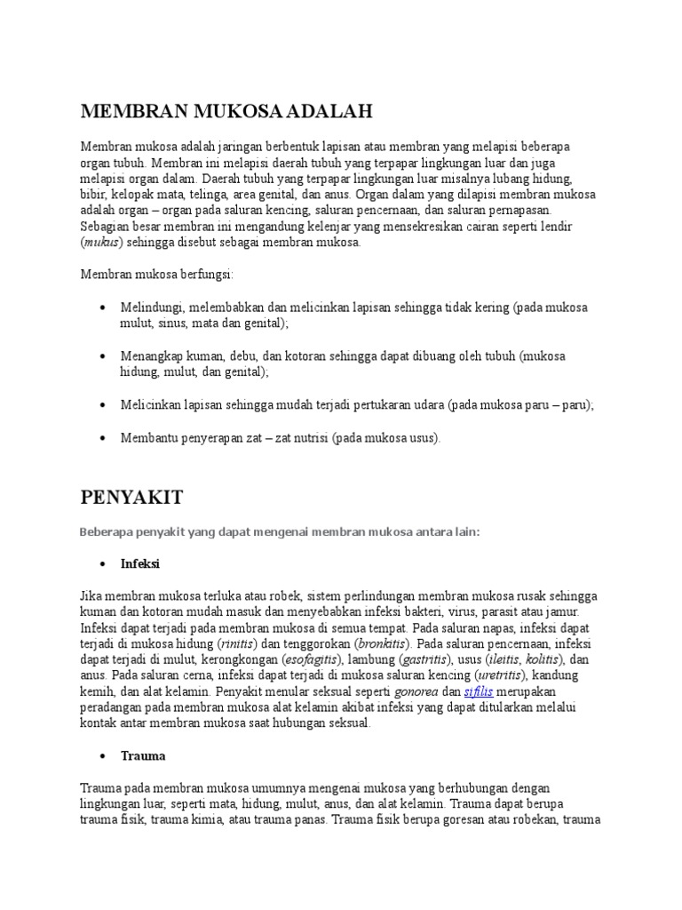 Membran Mukosa Adalah | PDF