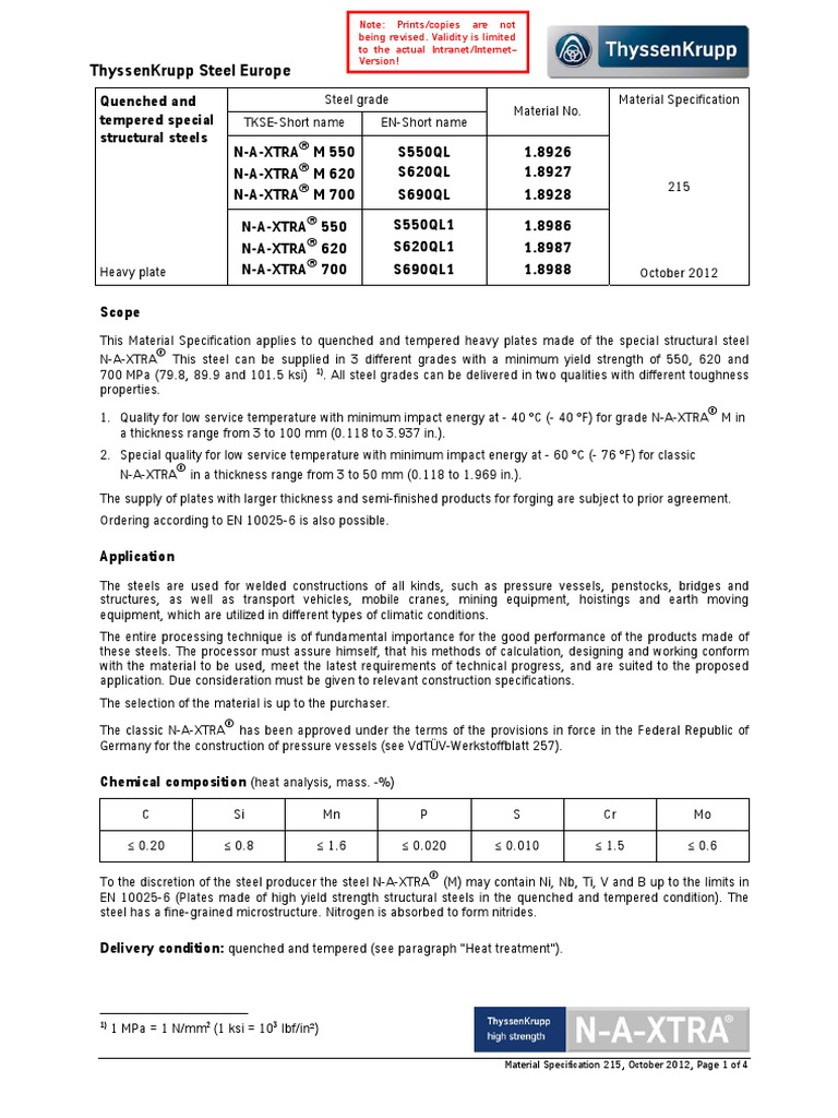 S690ql Thyssenkrupp | PDF | Welding | Construction