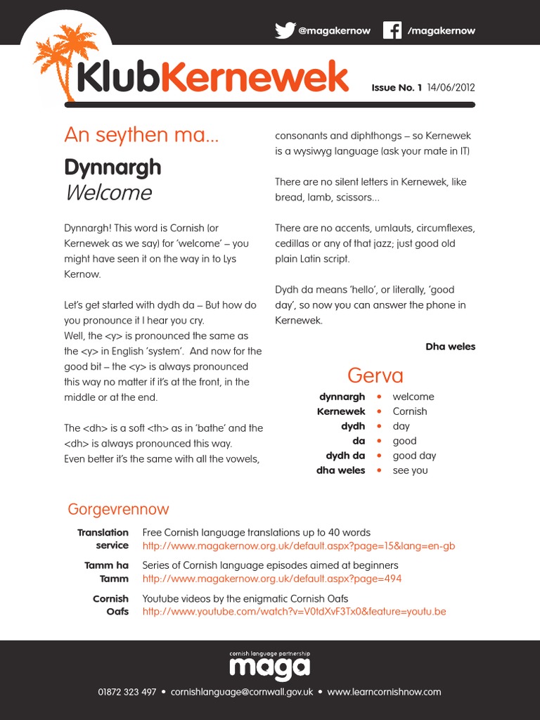Klub Kernewek Issue1 | PDF | Oral Communication | Latin Script