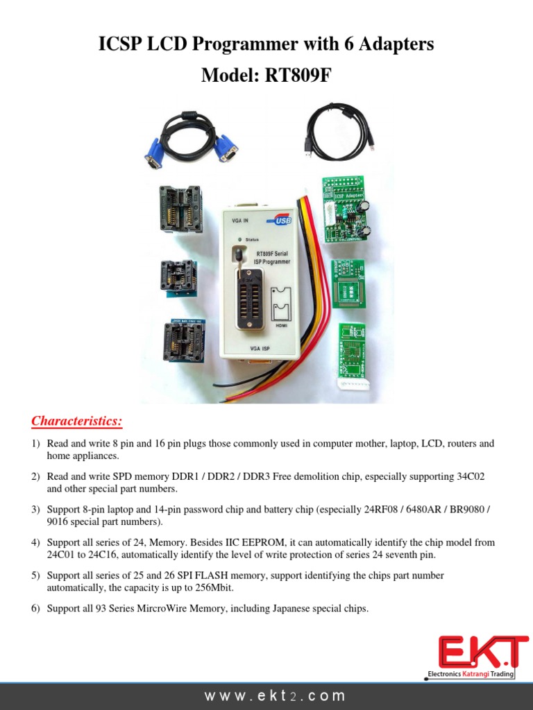 RT809F Programmer Features and Specs | PDF | Usb | Microcontroller