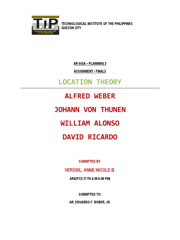 By Theoretical Model William Alonso