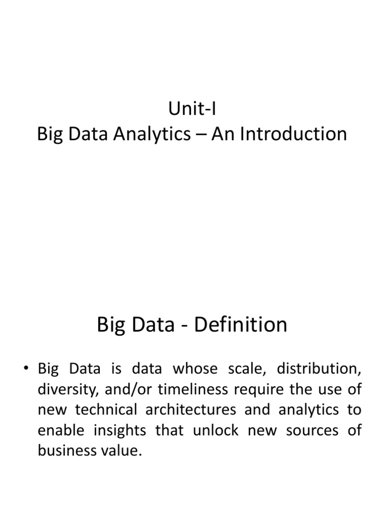Unit 1 Big Data Analytics - An Introduction (Final) | PDF | Student's T ...