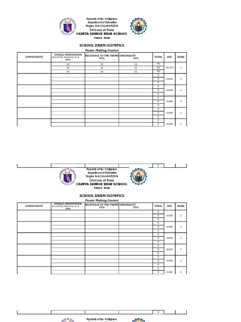 Scoresheet Poster Poster | PDF | Government Agencies | Education Policy