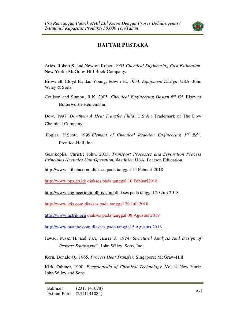 Daftar Pustaka Mek | PDF | Chemical Engineering | Process Engineering