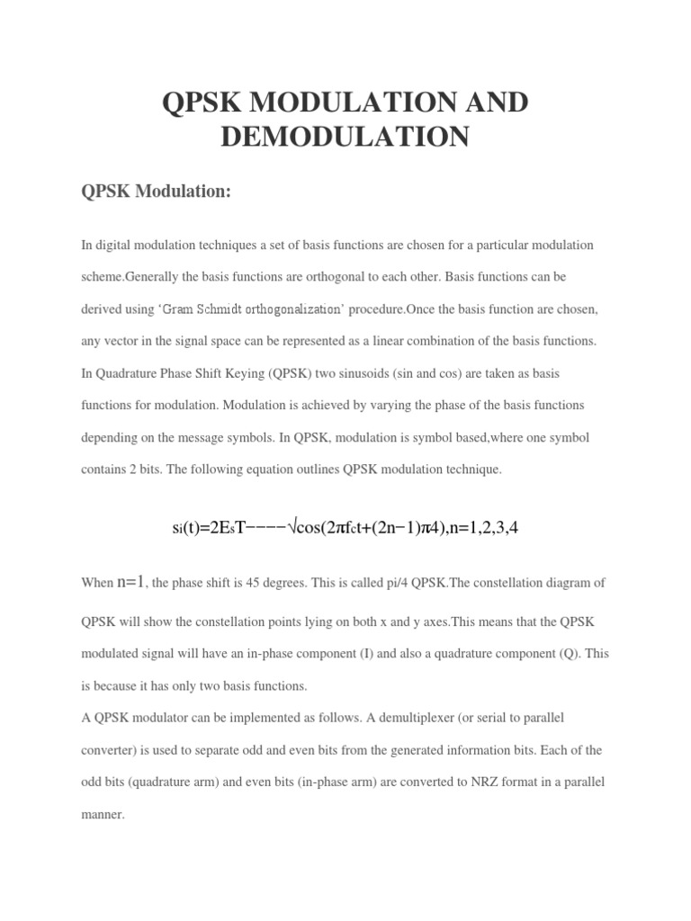 An Overview of QPSK Modulation and Demodulation Techniques | PDF | Modulation | Radio