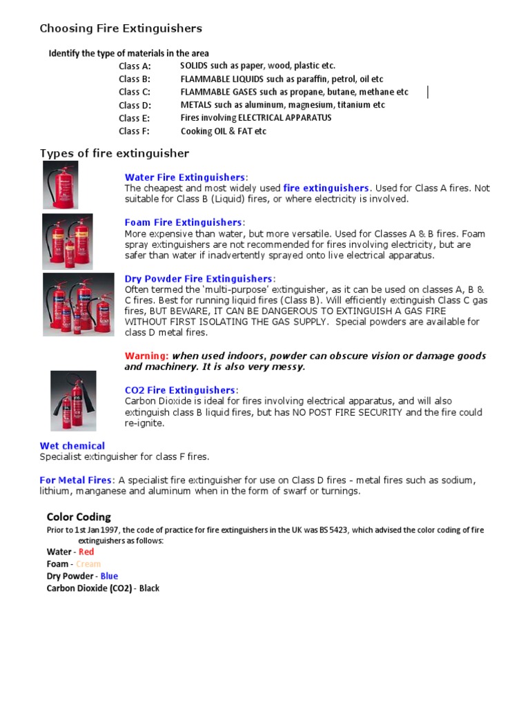Choosing Fire Extinguishers | PDF | Fires | Chemical Process Engineering
