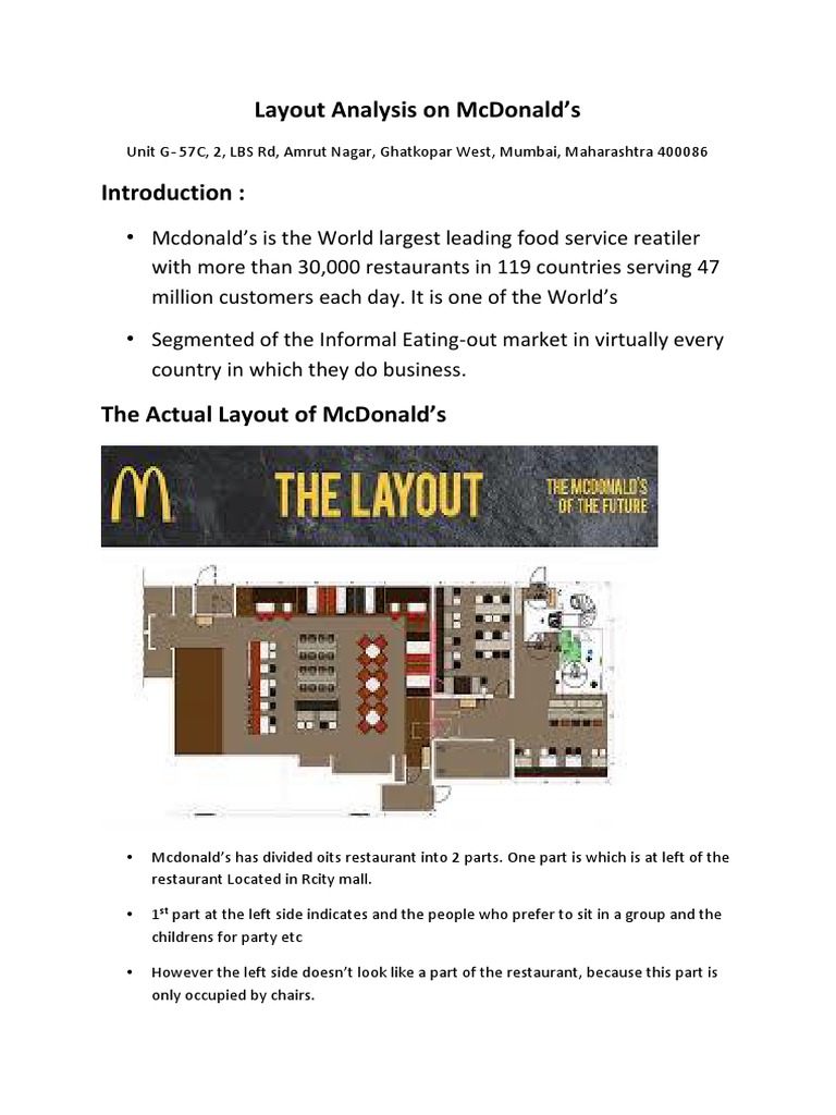 Layout Analysis on McDonald | Restaurants | Food And Drink