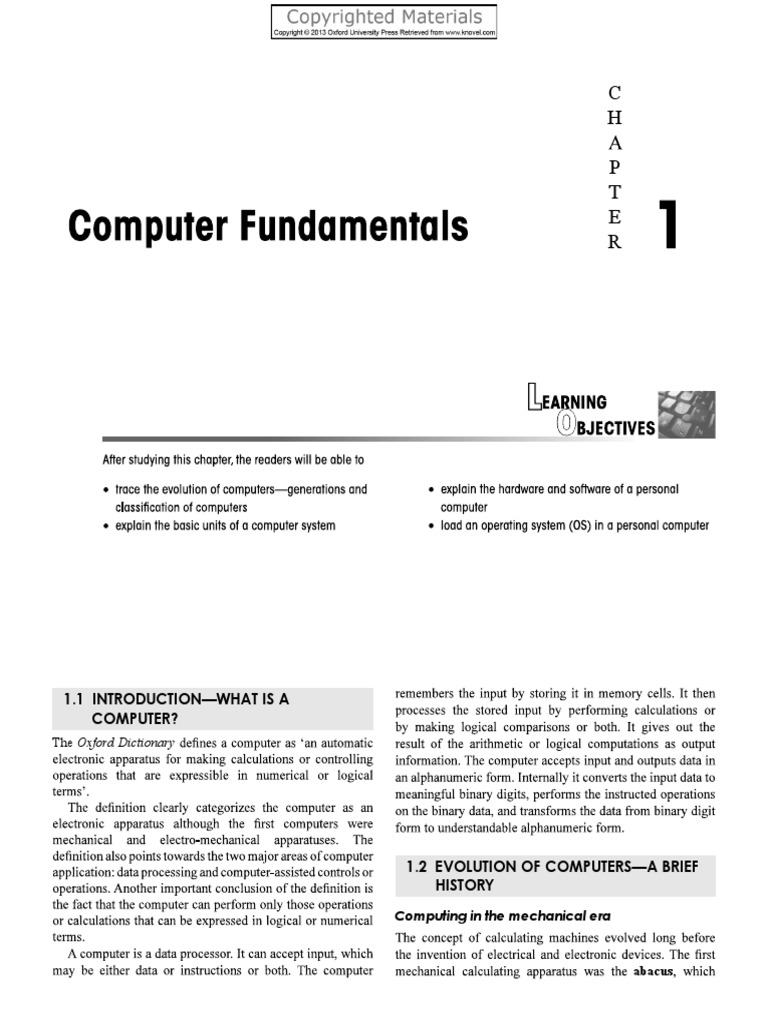 C H P T E R: 1.1 Introduction-What Is A Computer? | Download Free PDF | Random Access Memory ...