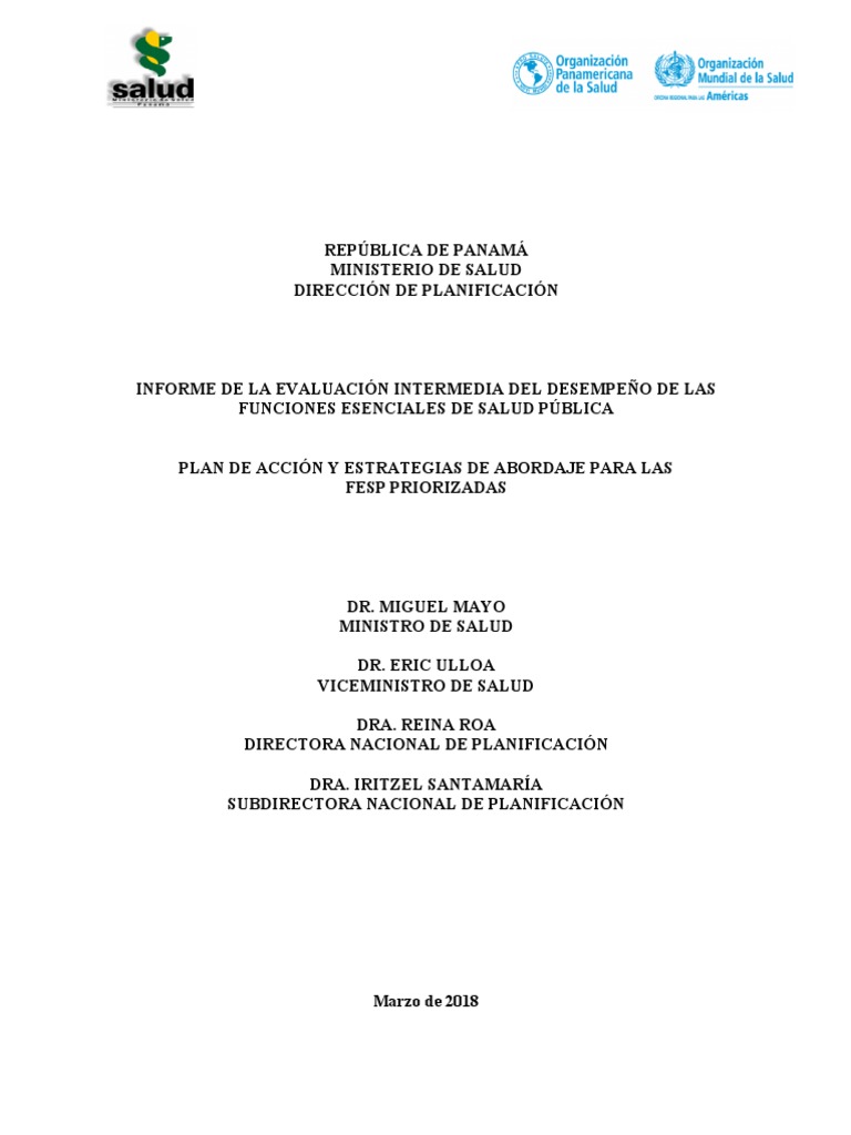 Informe de Evaluacion Intermedia y Plan de Accion de Fesp Priorizadas 2018 | Descargar gratis ...