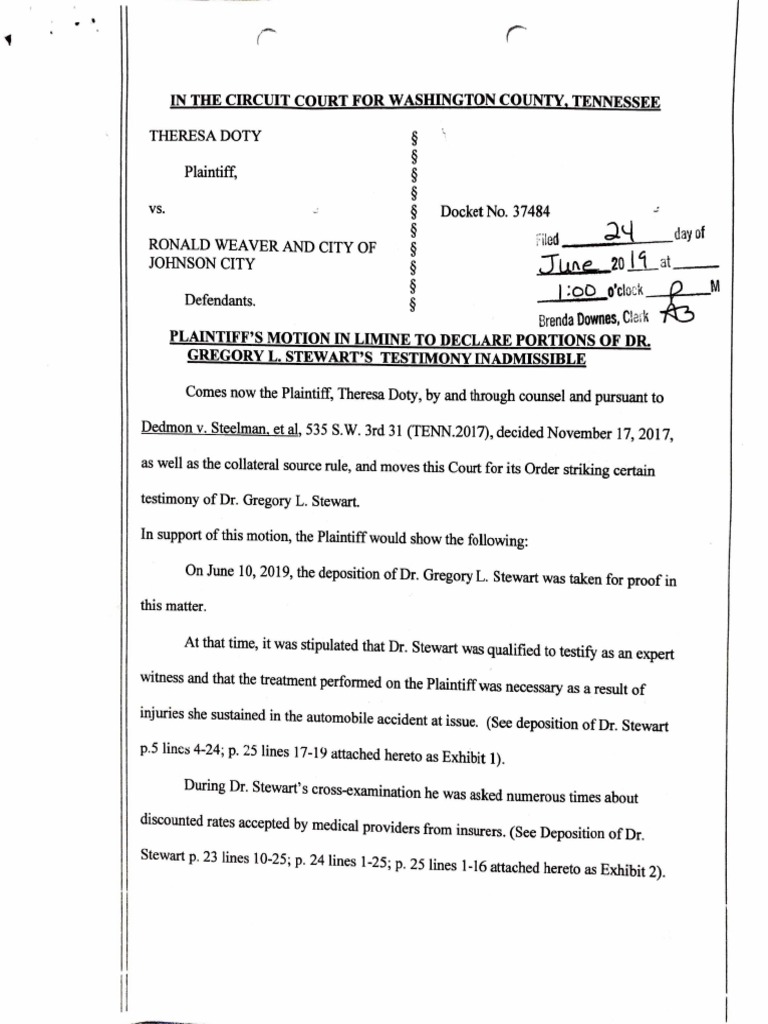 Motion to Exclude Dr. Stewart's Testimony | PDF | Deposition (Law ...