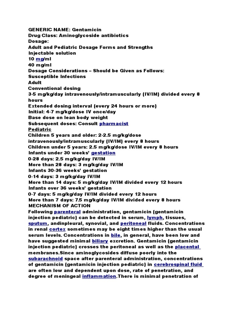 Gentamicin Pedia Drug Study | PDF | Injection (Medicine) | Intravenous ...