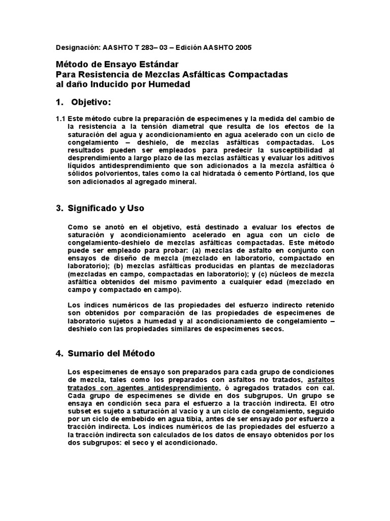 Lottman Aashto T 283 (2003) | PDF | Vacío | Agua