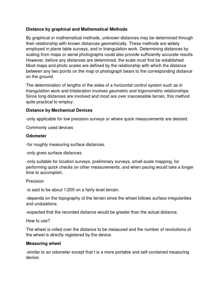 Distance by Graphical and Mathematical Methods | PDF | Surveying | Distance