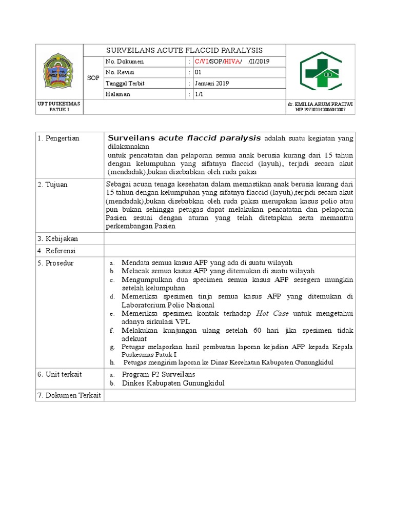 SOP Surveilans AFP di Puskesmas | PDF