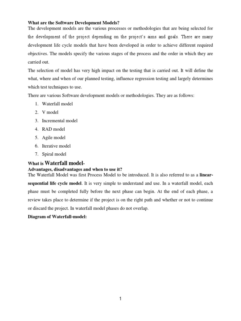 What Are The Software Development Models?: Waterfall Model | PDF | Software Prototyping ...