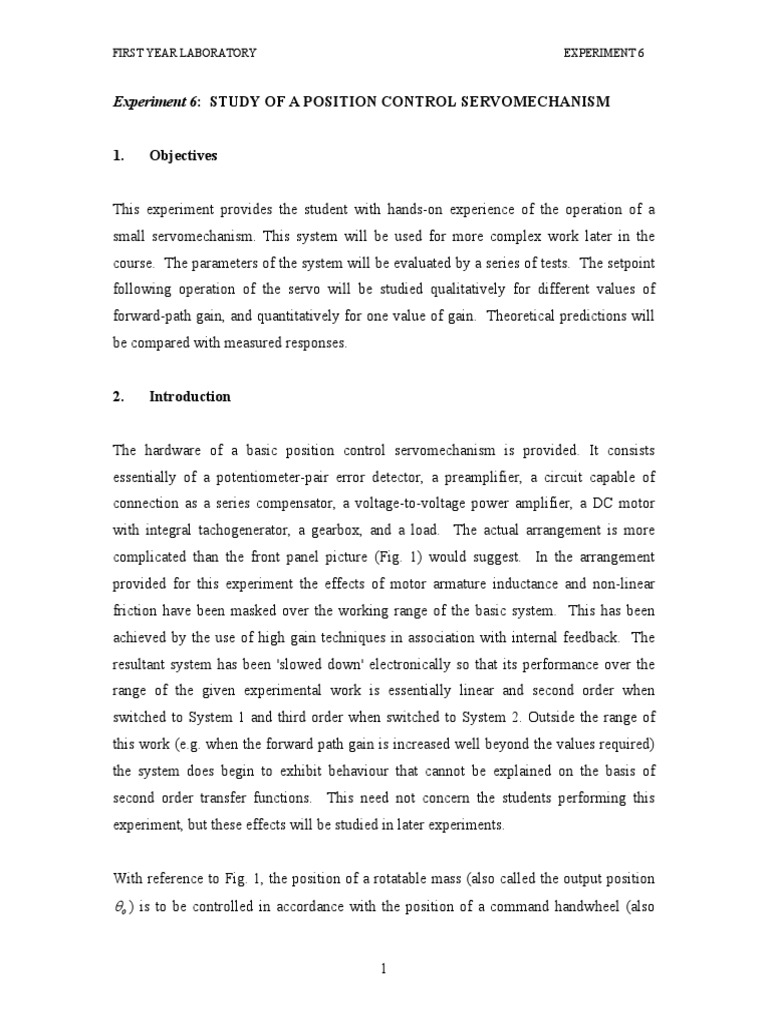 DC Position Control | PDF | Amplifier | Electric Motor