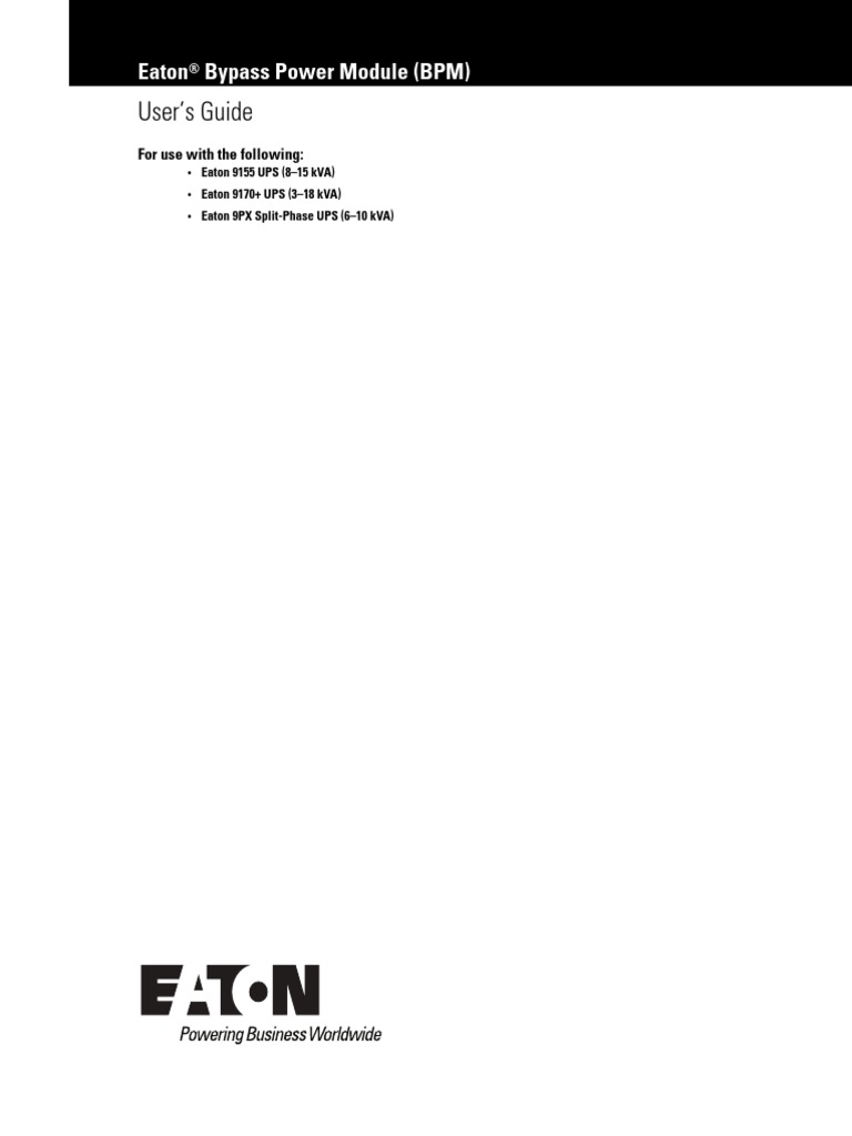 User's Guide: Eaton Bypass Power Module (BPM) | PDF | Electrical Wiring ...