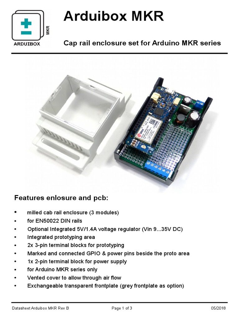 Arduibox MKR: Cap Rail Enclosure Set For Arduino MKR Series | PDF ...