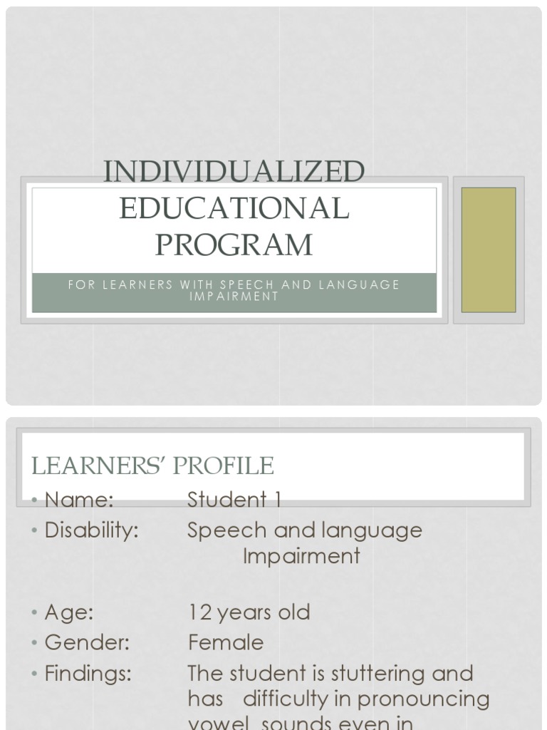 Individualized Educational Program | PDF | Speech | Stuttering