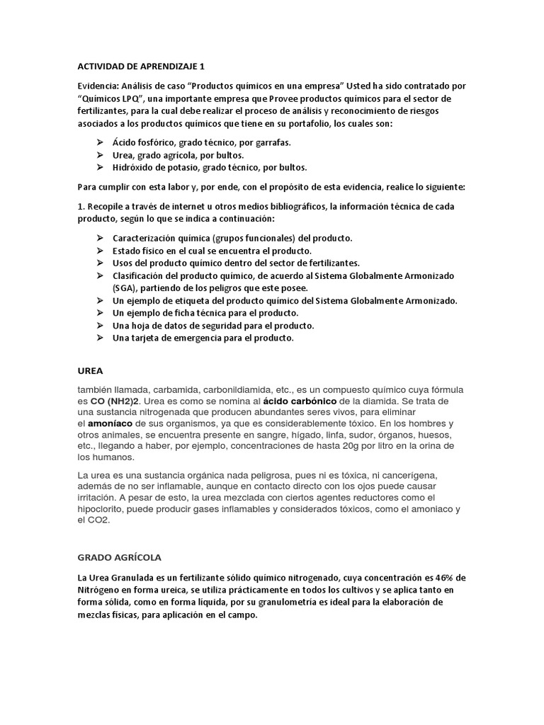 Taller Virtual Sena Urea Ado Pdf Urea Fertilizante