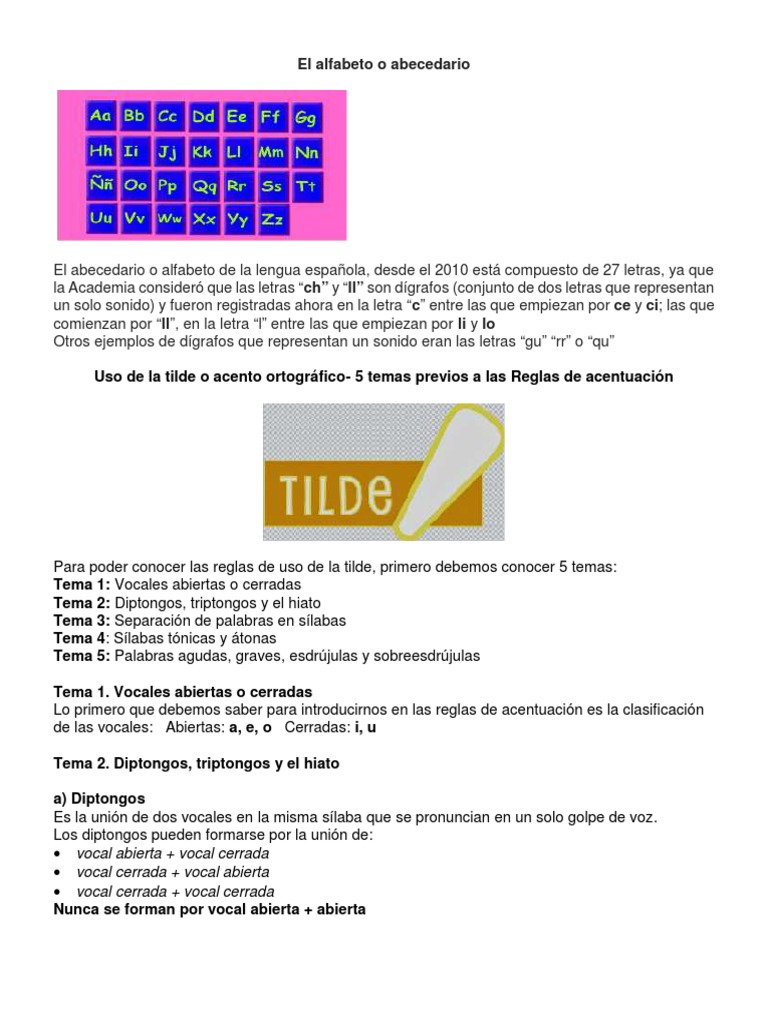 Ortografia - Reglas de Tildes y Ejercicios | Descargar gratis PDF ...