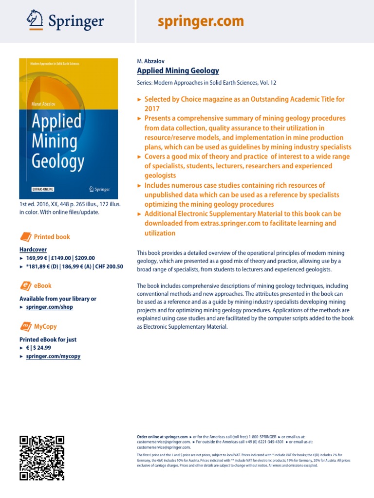 Applied Mining Geology: Printed Book | Download Free PDF | Geology | Books