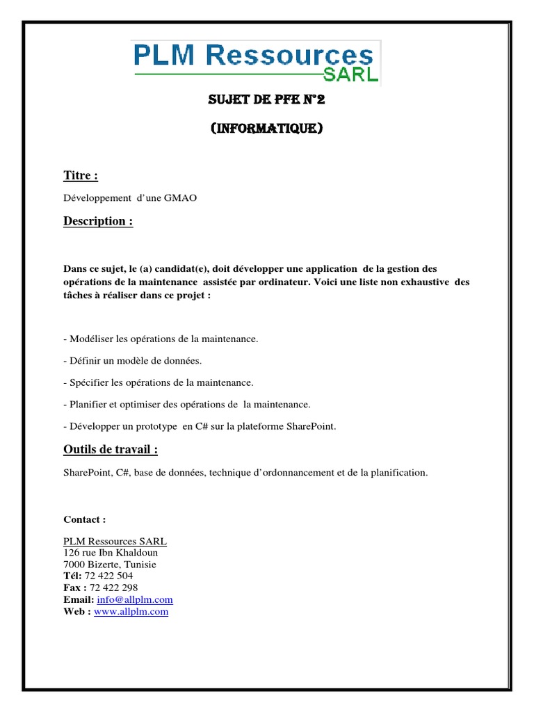 Sujet DE PFE 2 - 2018 | PDF