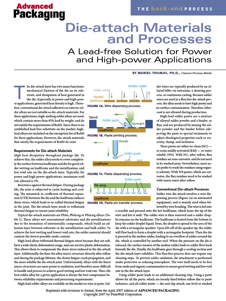 Die-Attach Materials and Processes: A Lead-Free Solution For Power and ...