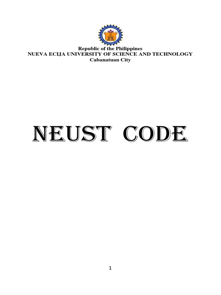 Neust Code: Republic of The Philippines Nueva Ecija University of ...