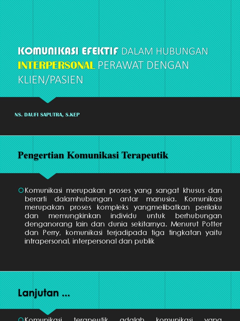 Komunikasi Efektif Dalam Hubungan Interpersonal Perawat Dengan KLIEN | PDF