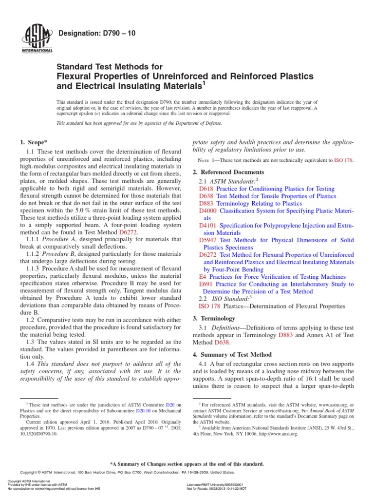 Norma ASTM D790-10.pdf | Young's Modulus | Strength Of Materials | Free ...
