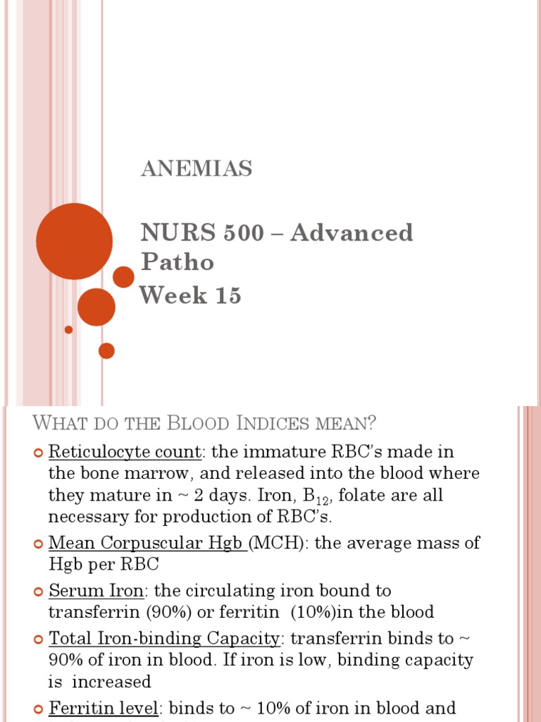 Adv'd Patho WK 15 Anemias | PDF | Anemia | Vitamin B12