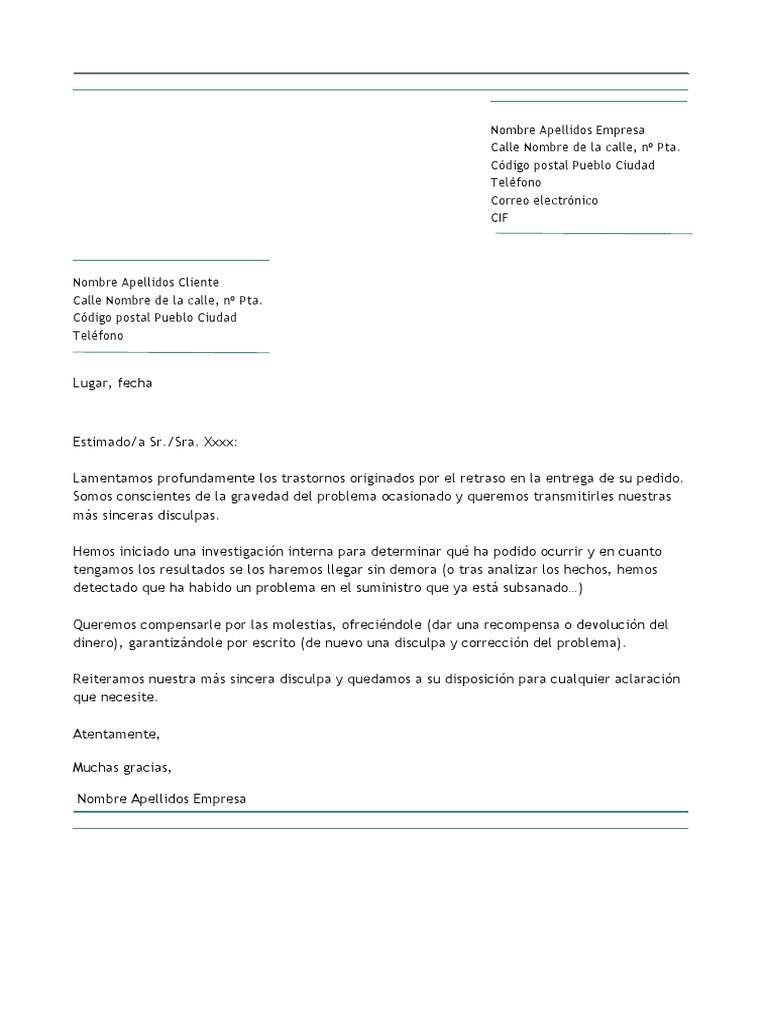 Carta de Disculpa | PDF