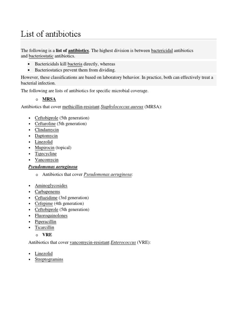 Antibiotics List | Download Free PDF | World Health Organization | Drugs