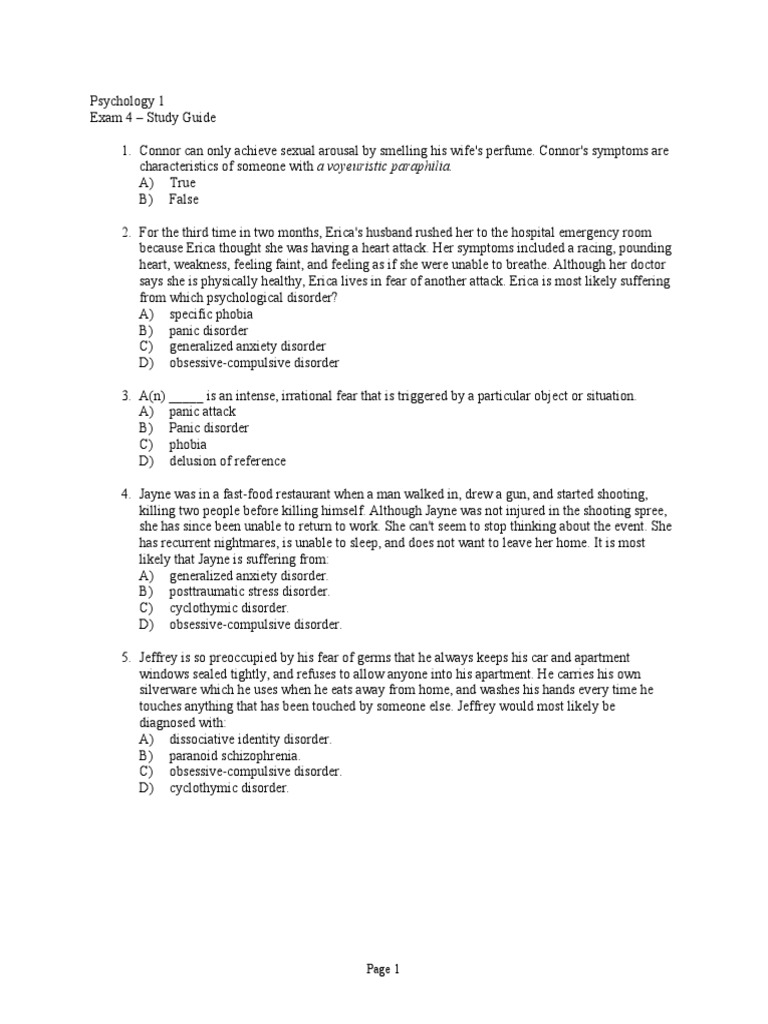 Exam 4 Study Guide | PDF | Personality Psychology | Id