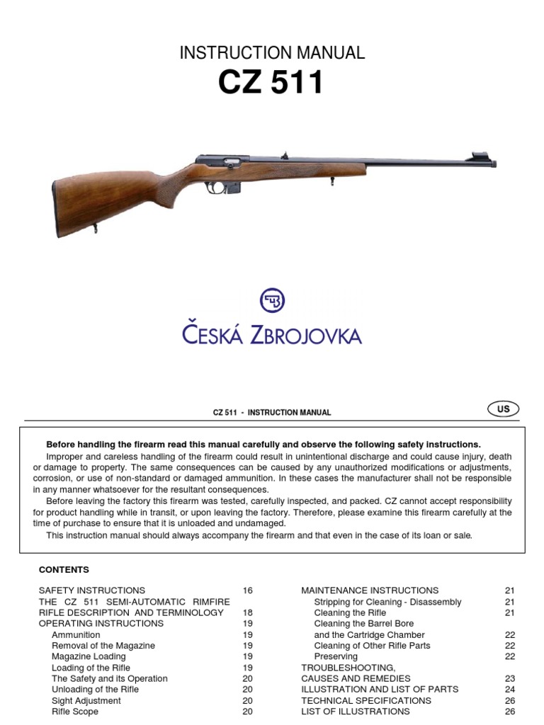 Proper Handling and Safety Instructions for the CZ 511 Semi-Automatic ...