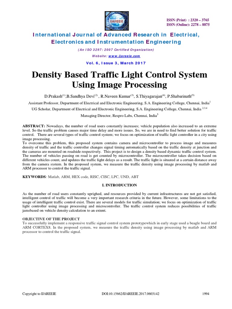 142 - DENSITY BASED TRAFFIC LIGHT - N - DC - Same PDF | PDF | Arm ...