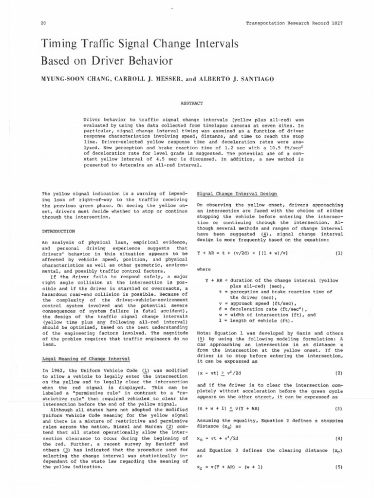 Timing Traffic Signal Change Intervals Based On Driver Behavior ...