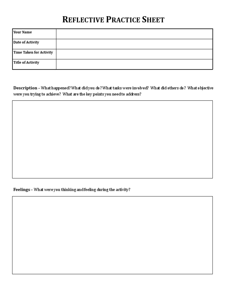 Reflective Practice Sheet | PDF